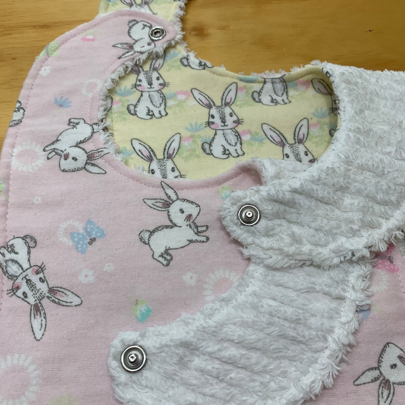 Beautiful Bunnies Flannel and Chenille Baby Bib Set for Baby Gir, Ready ...