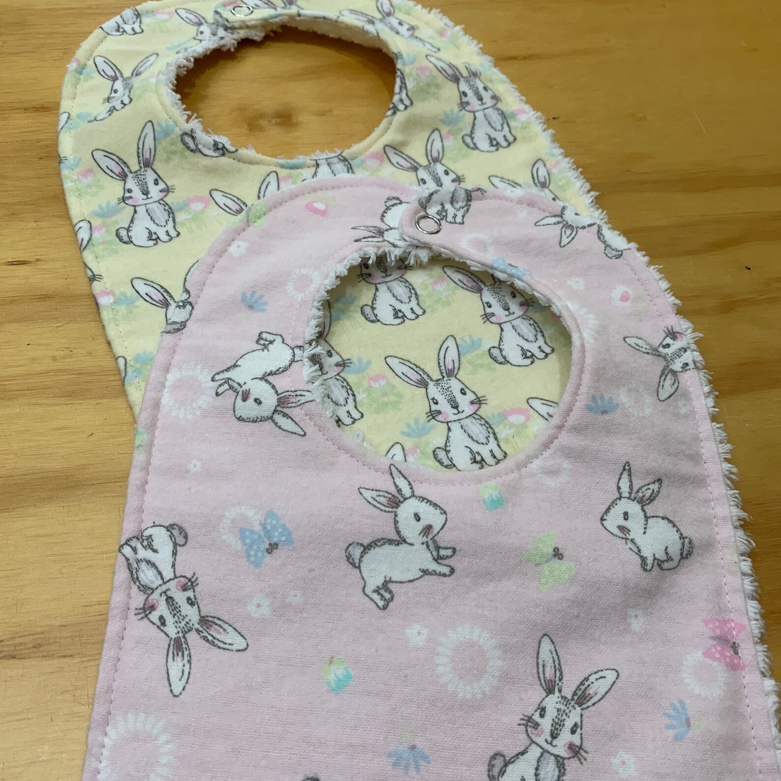 Beautiful Bunnies Flannel and Chenille Baby Bib Set for Baby Gir, Ready ...