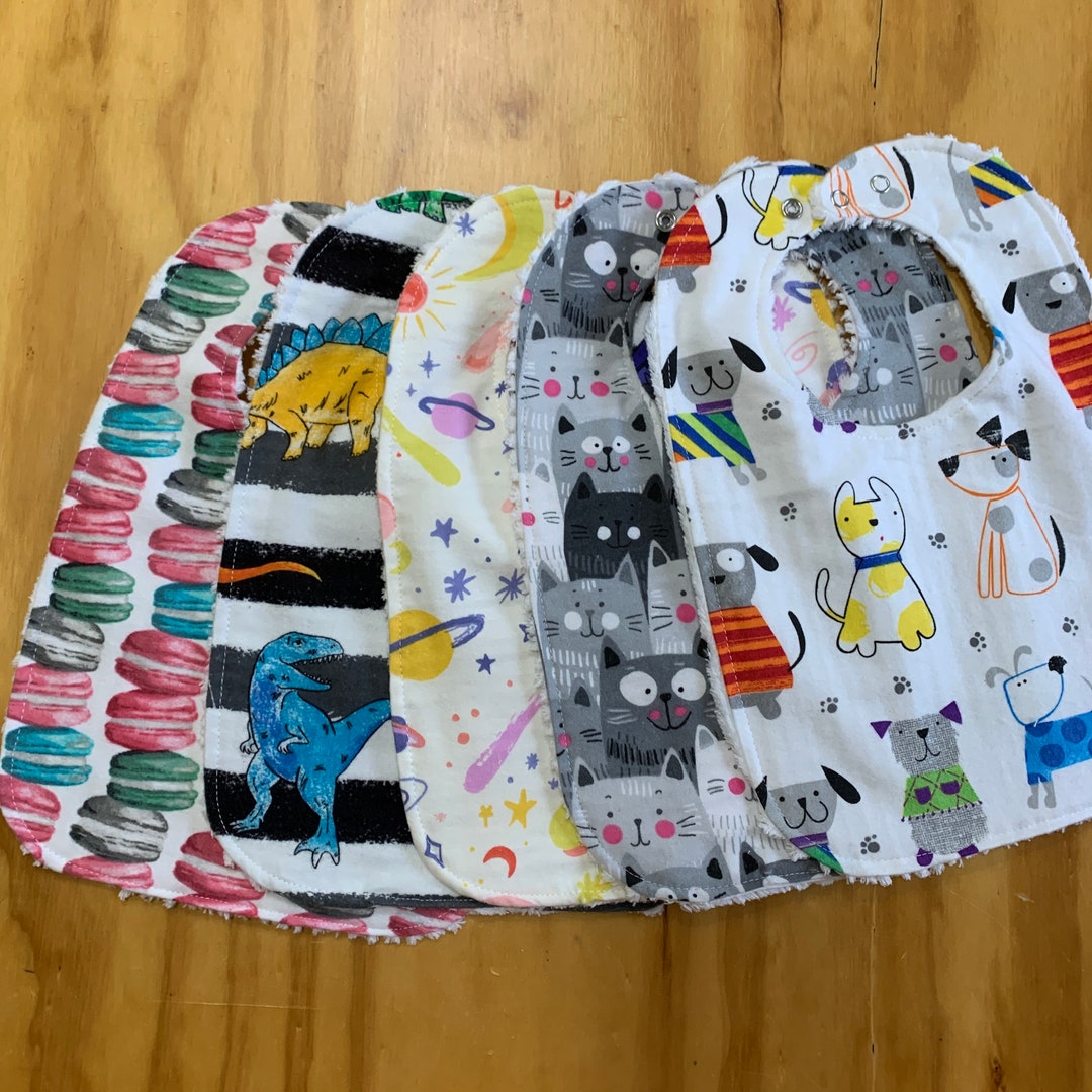 Big Kid Bibs, 10 X 13 1/2 Inches, Flannel & Chenille, Choose Print ...