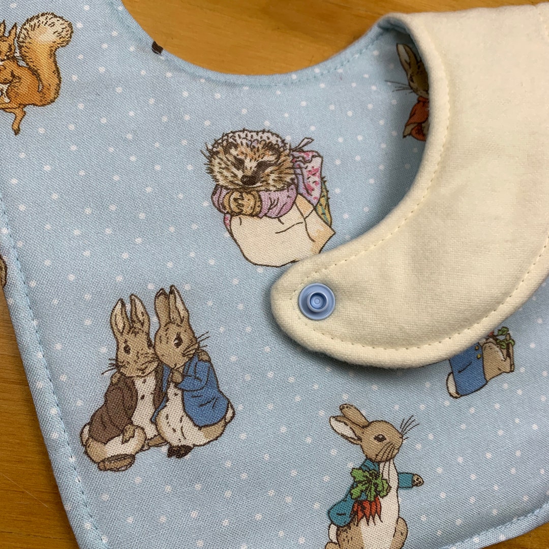 Reversible Baby Bib, Peter Rabbit, Triple Layer, Snap Closure, Ready to ...
