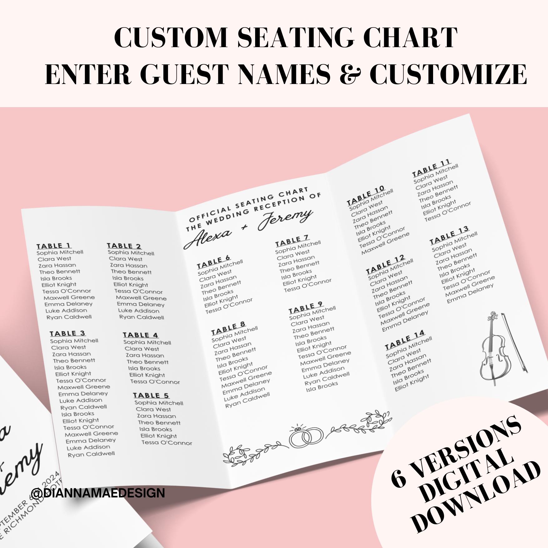 Editable Seating Chart Wedding| Wedding Program Template | Retro ...