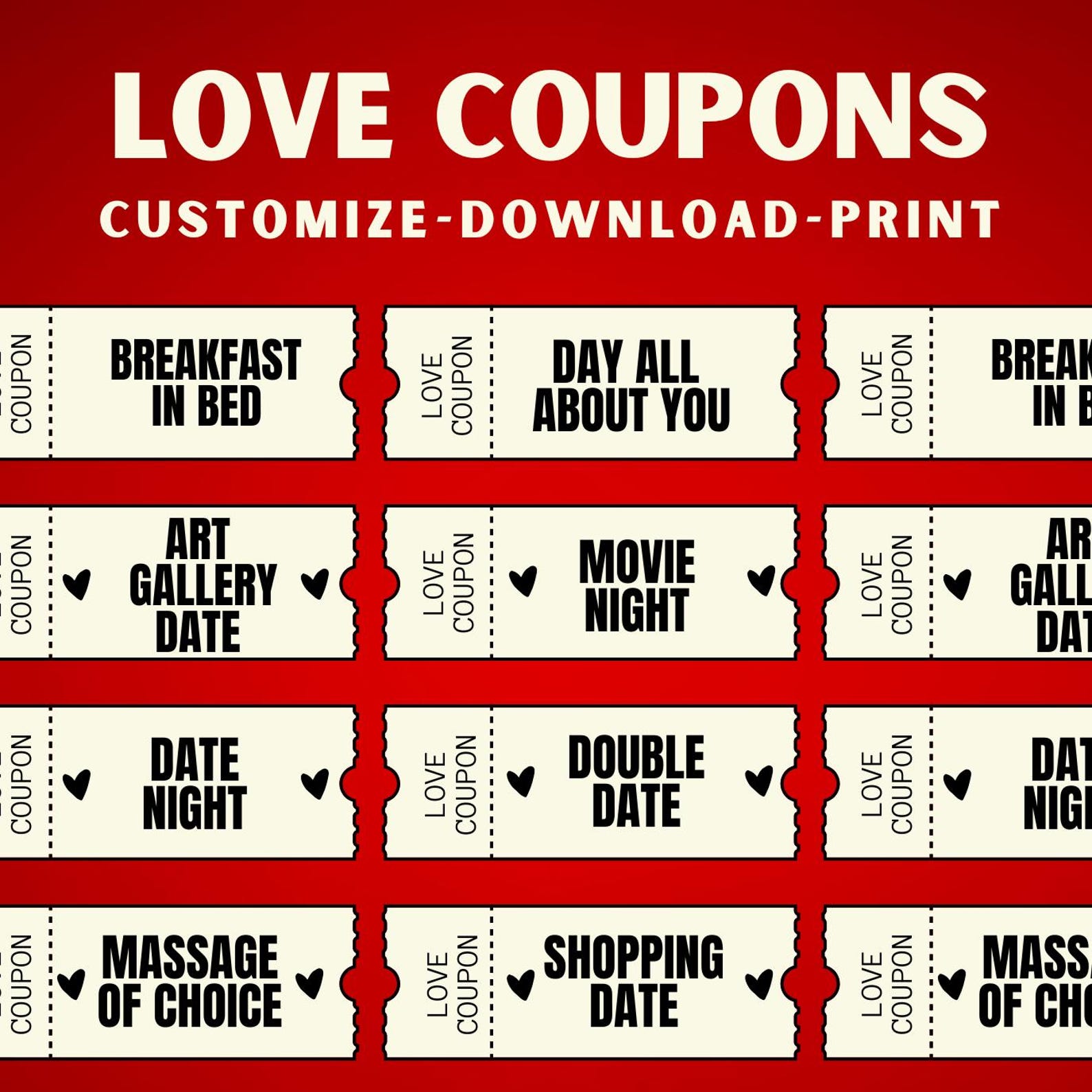 Love Coupons Diy Valentine's Day Gift EDITABLE CANVA Boyfriend ...