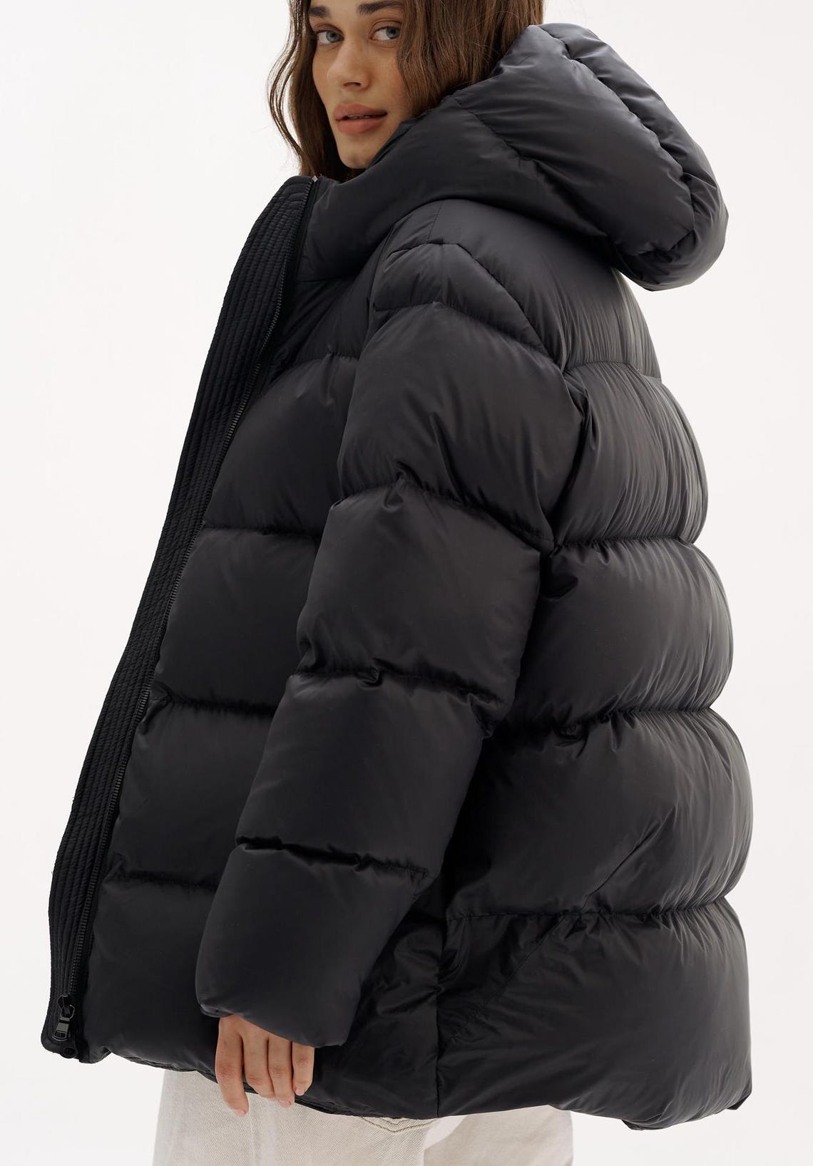 Black Winter Jacket, Down Jacket, Vegan Puffer Jacket, Fashionable ...