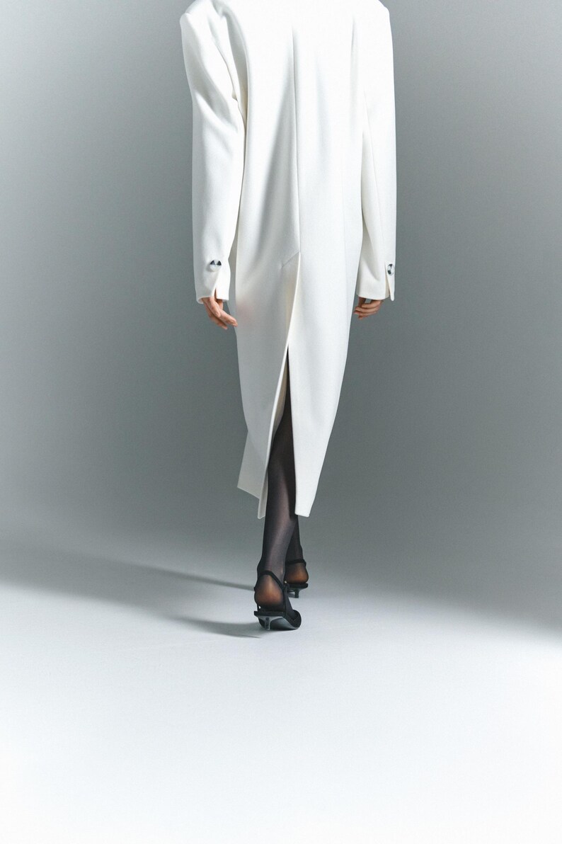 Milky White Women's Classical Coat, Milky White Long Jacket, Wool Long ...