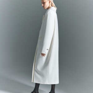 Milky White Women's Classical Coat, Milky White Long Jacket, Wool Long ...
