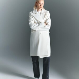 White Women's Classical Coat, White Long Jacket, Wool Long Coat, Womens ...
