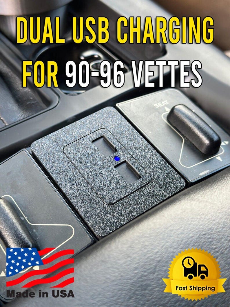 1990-1996 C4 Corvette Dual USB Charging Center Console FX3 Plate ...