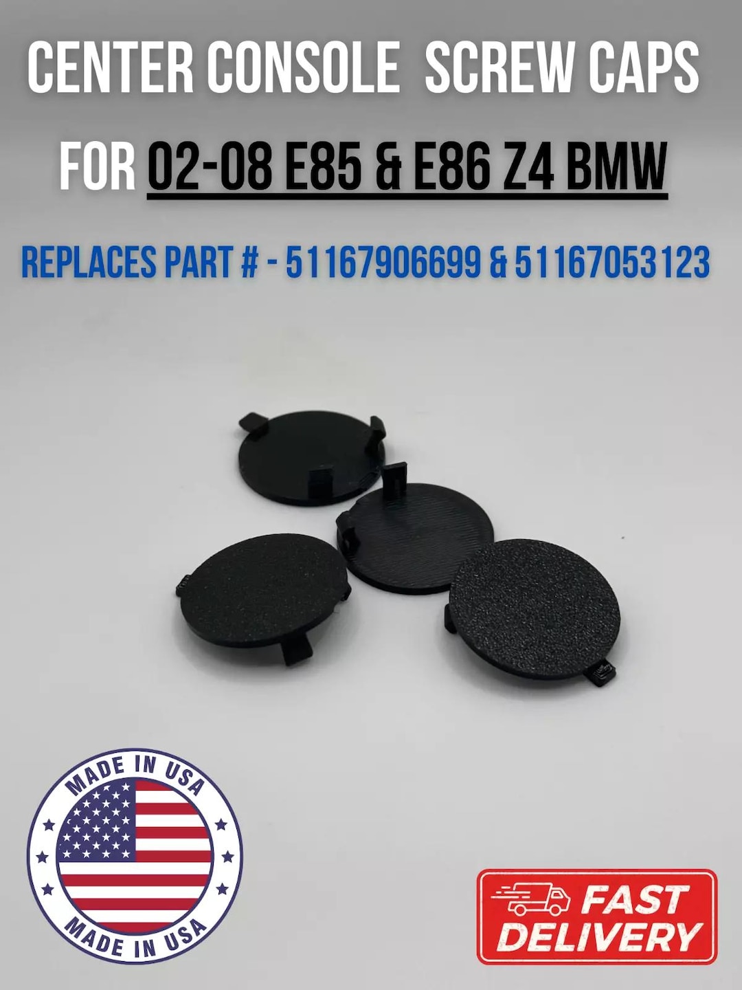 BMW E85 E86 Z4 Center Console Screw Caps Set of 4 | Replaces ...