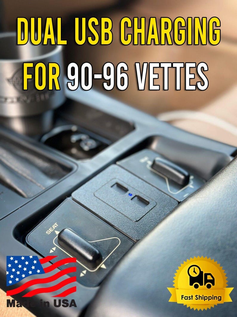 1990-1996 C4 Corvette Dual USB Charging Center Console FX3 Plate ...