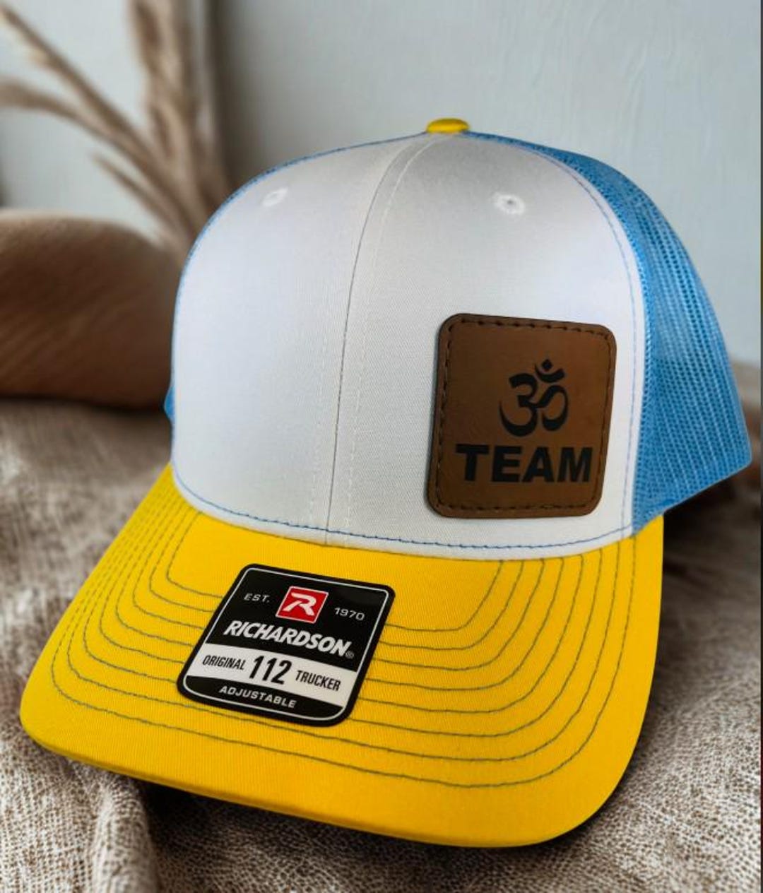 OM Team OG - Rawhide Leather Patch Richardson 112 Snapback - Etsy