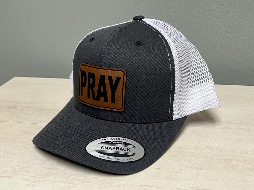 PRAY Charcoal/white Leather Patch - Etsy
