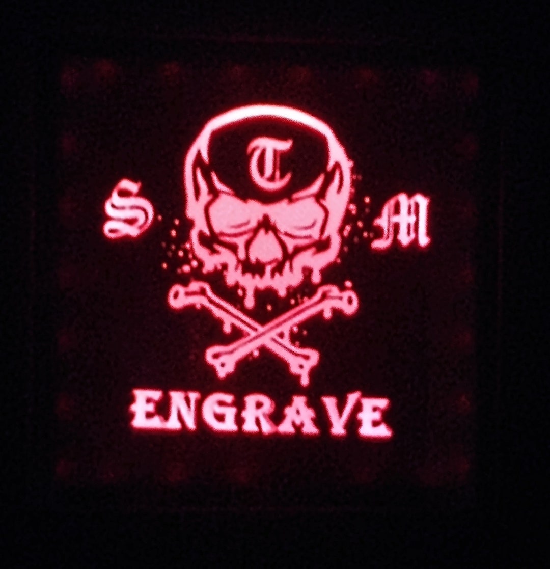 Skull and Bones My STM Logo Laser Engraved 12"x12" Mirror on Wood Boxed ...