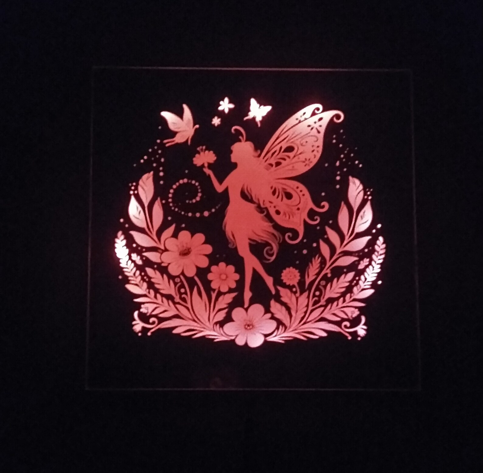 Fairy in a Forest Laser Engraved Mirror 10"x10" on Wood Boxed Frame in ...