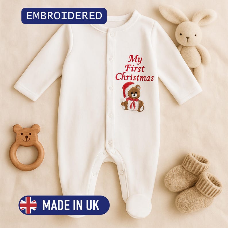 My First Christmas Baby Grow - Personalised Baby Sleepsuit - First ...