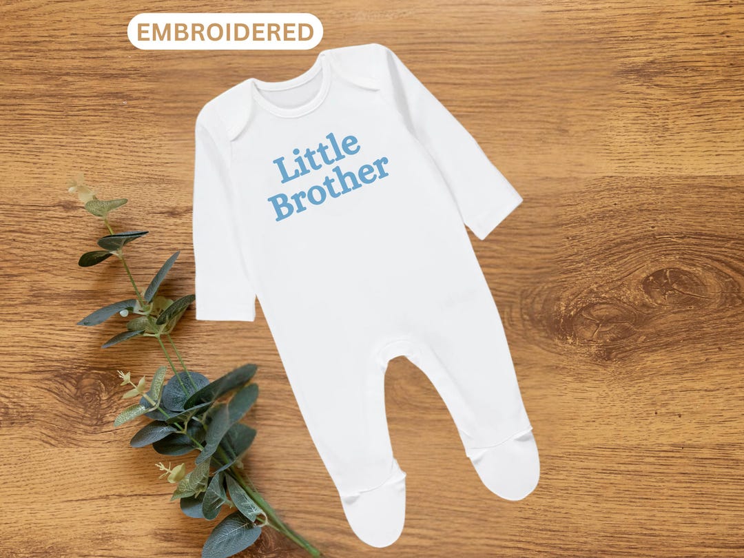 Embroidered Little Brother Sleepsuit | 100% Cotton Baby Gift - Etsy