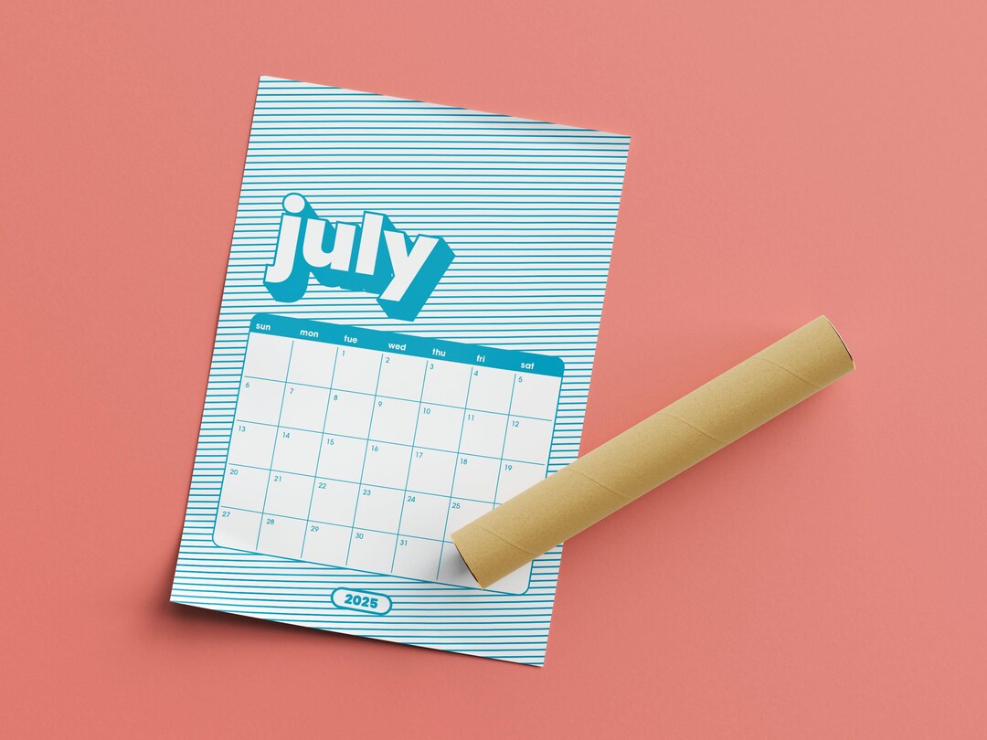 2025 Retro Stripe Printable 2025 Calendar | Fun Bold Wall Calendar ...