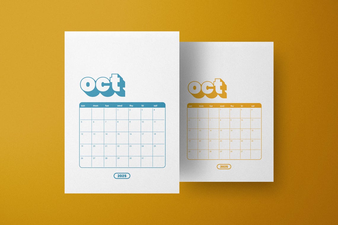 2025 Retro Vibes Printable 2025 Calendar | Fun & Bold Wall Calendar ...