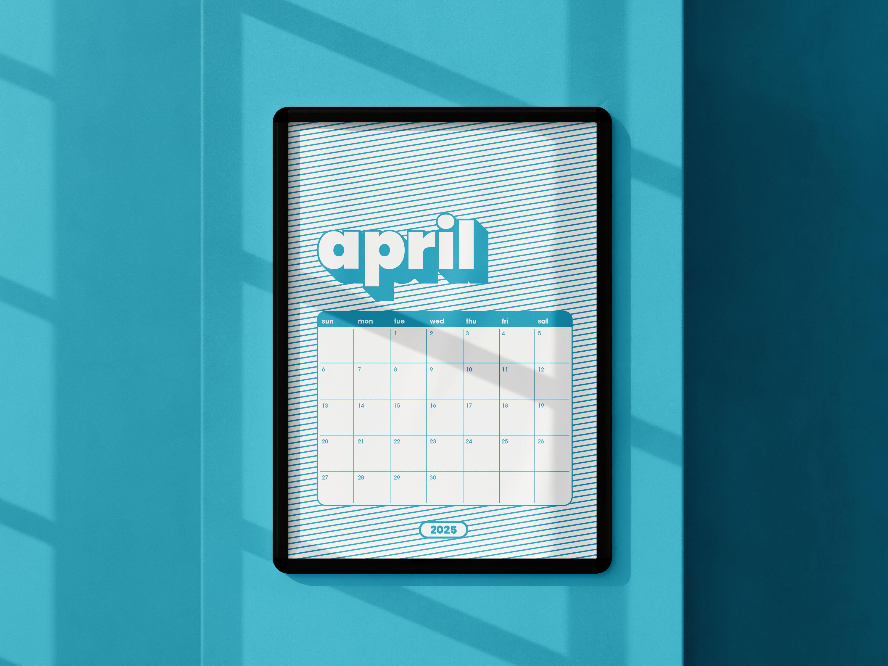 2025 Retro Stripe Printable 2025 Calendar | Fun Bold Wall Calendar ...