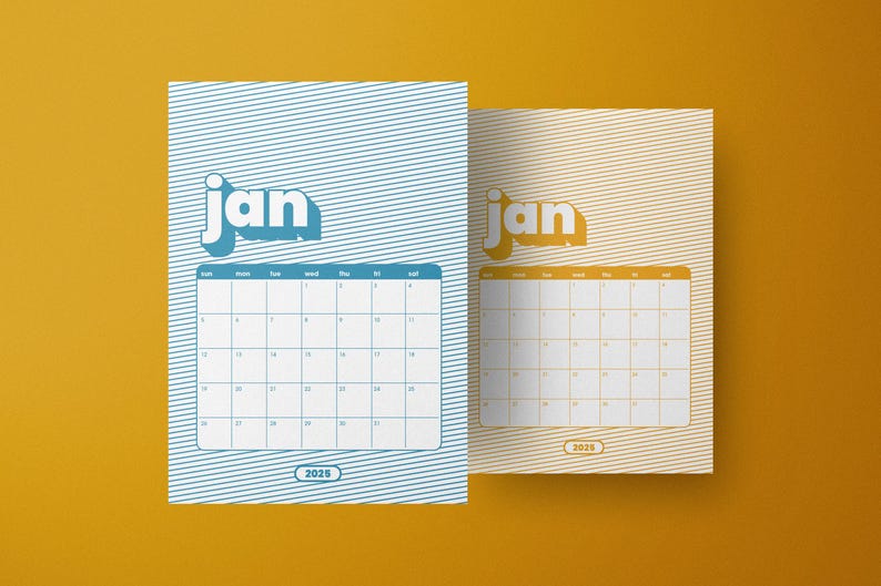2025 Retro Stripe Printable 2025 Calendar | Fun Bold Wall Calendar ...
