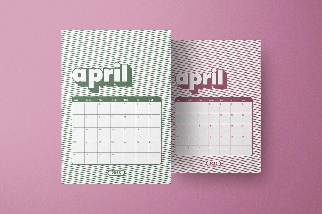 2025 Retro Stripe Printable 2025 Calendar | Fun Bold Wall Calendar ...