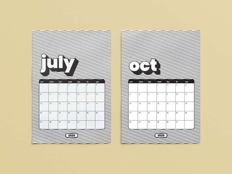 2025 Retro Stripe Printable 2025 Calendar | Fun Bold Wall Calendar ...
