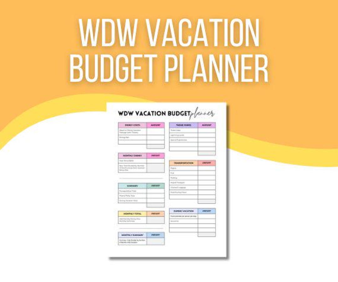 WDW Vacation Budget Planner Digital Download Printable - Etsy