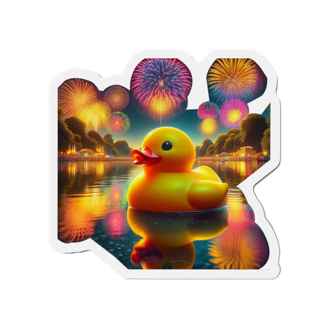Fireworks Rubber Duck Magnet Die-cut Design Featuring a Rubber Duck on ...
