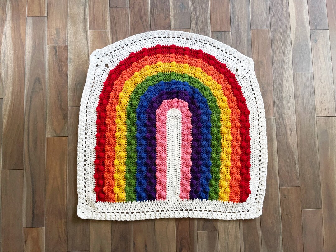 Gender Neutral Rainbow Bobble Crochet Blanket | Newborn Baby Blanket ...