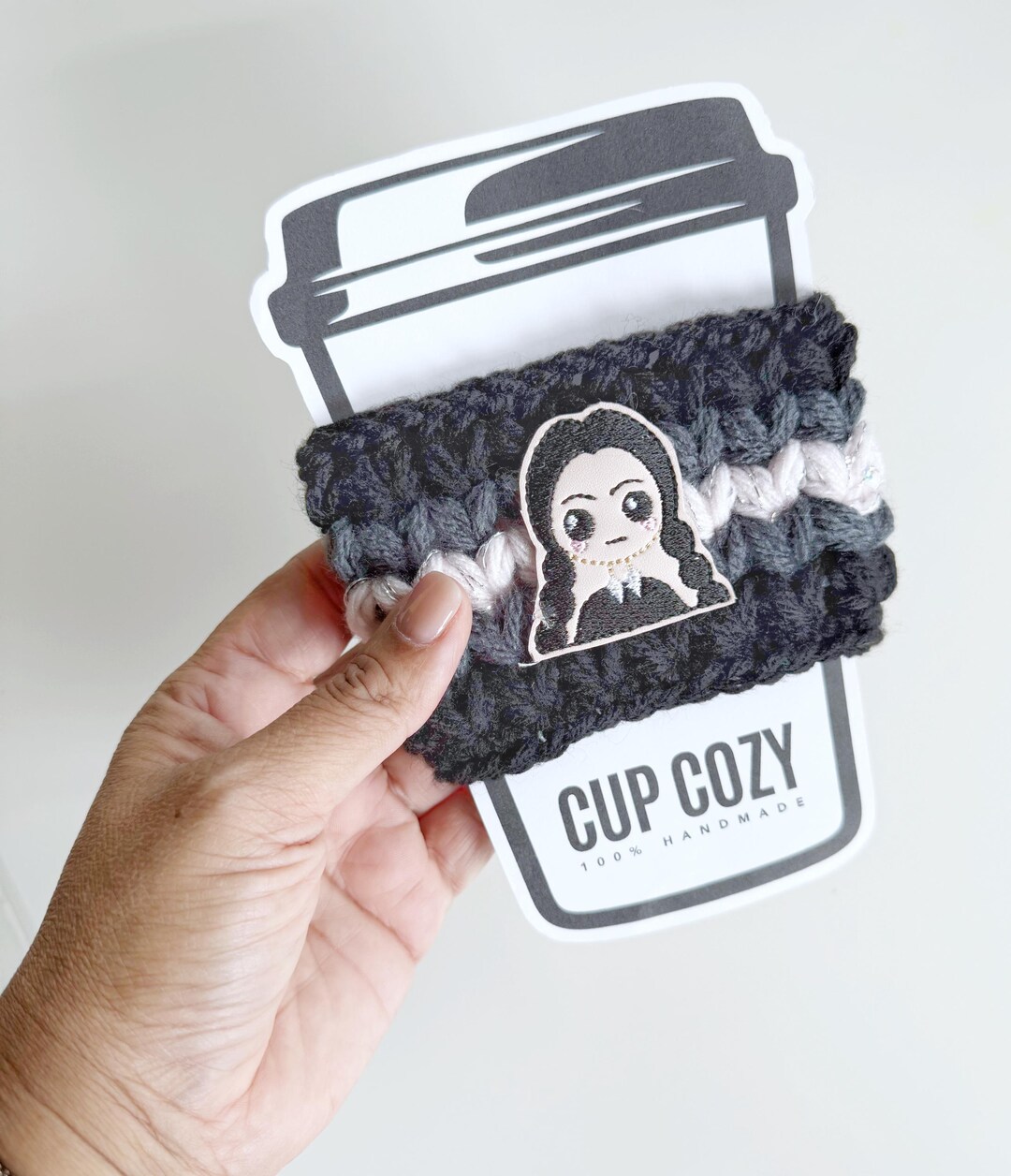 Wednesday Addams Crochet Coffee Cozy: Netflix Fan Halloween Gift - Etsy