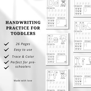 Alphabet Tracing Coloring Worksheets: ABC Handwriting Practice (PDF) - Etsy