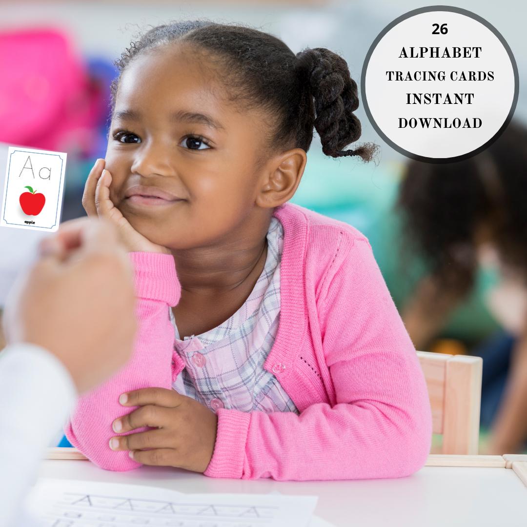 Alphabet Tracing Printable Montessori Cards | 26 Alphabet Flash Cards ...