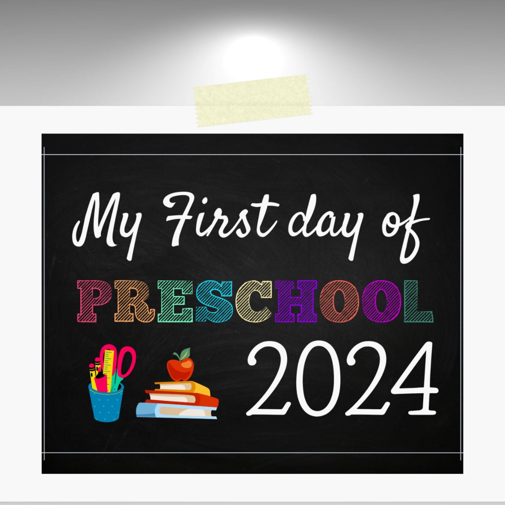First Day of Preschool Printable Sign - Fun Digital Back to School ...