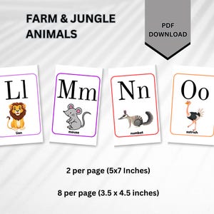 ABC Flashcards for Kids, Jungle & Farm Animal Alphabet Cards ...