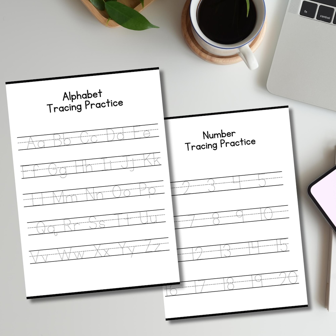 Alphabet and Number Tracing Worksheets, Letter Handwriting Chart ...