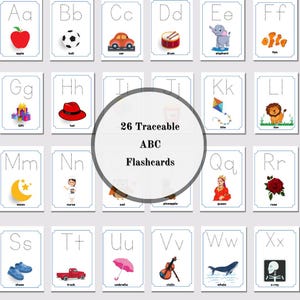 Alphabet Tracing Printable Montessori Cards | 26 Alphabet Flash Cards ...