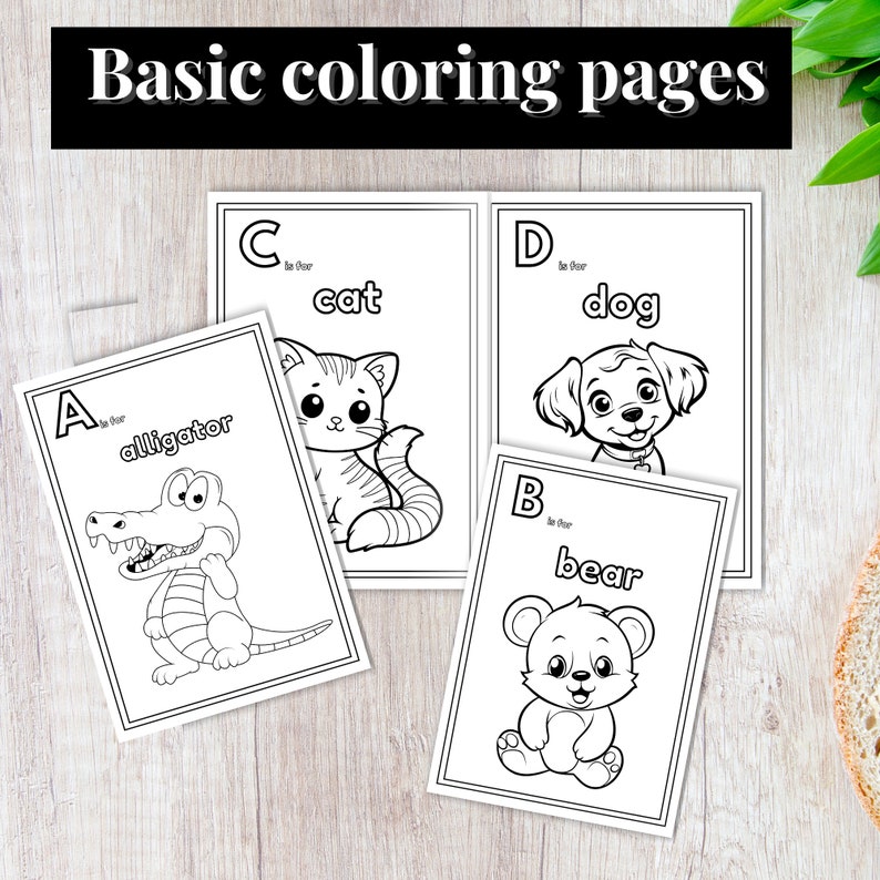 Alphabet Animal Coloring Pages Preschool Gift Jungle Coloring Book for ...