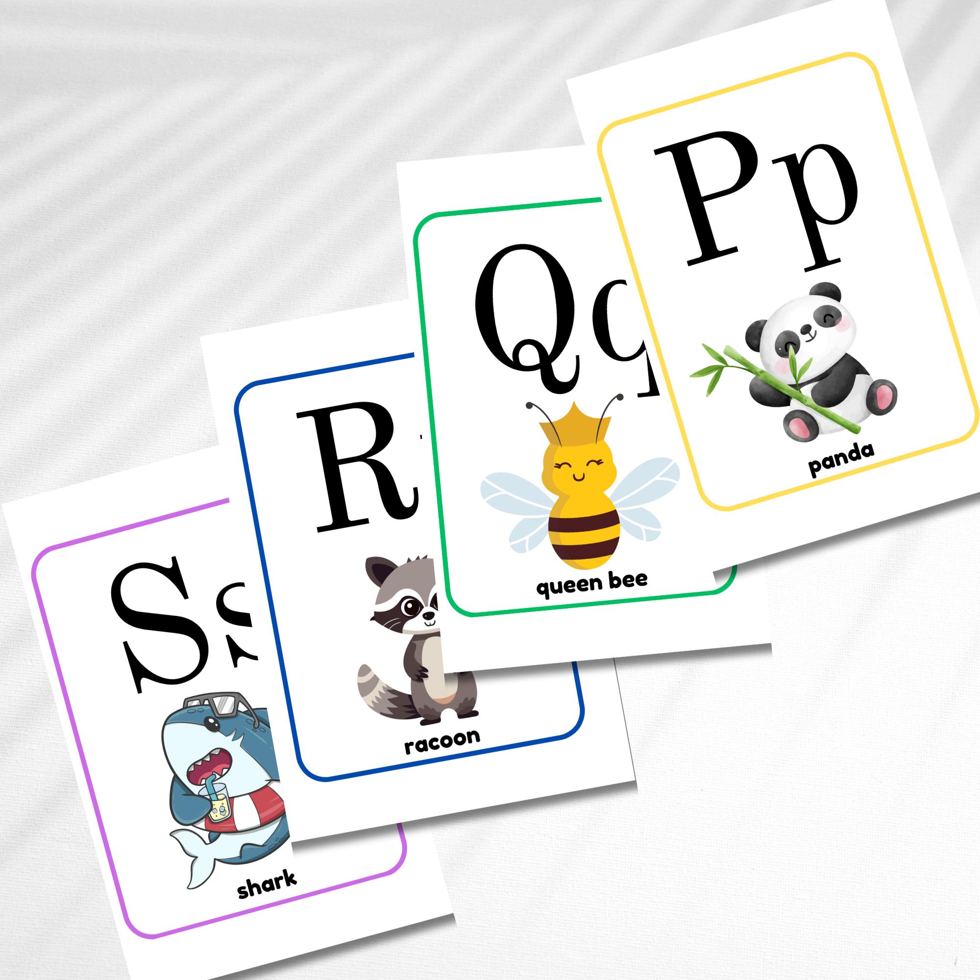 ABC Flashcards for Kids, Jungle & Farm Animal Alphabet Cards ...