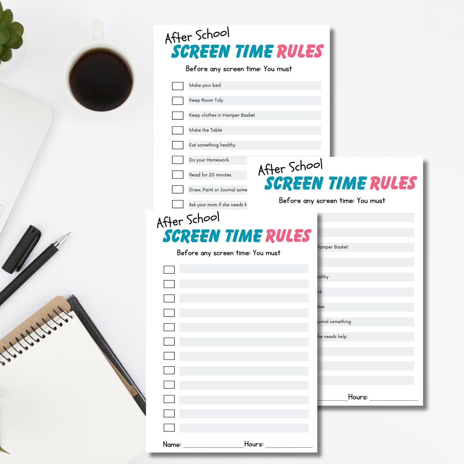 Printable Screen Time Checklist: Chore Chart, A4 Planner (digital ...