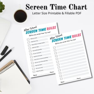 Printable Screen Time Checklist: Chore Chart, A4 Planner (digital ...