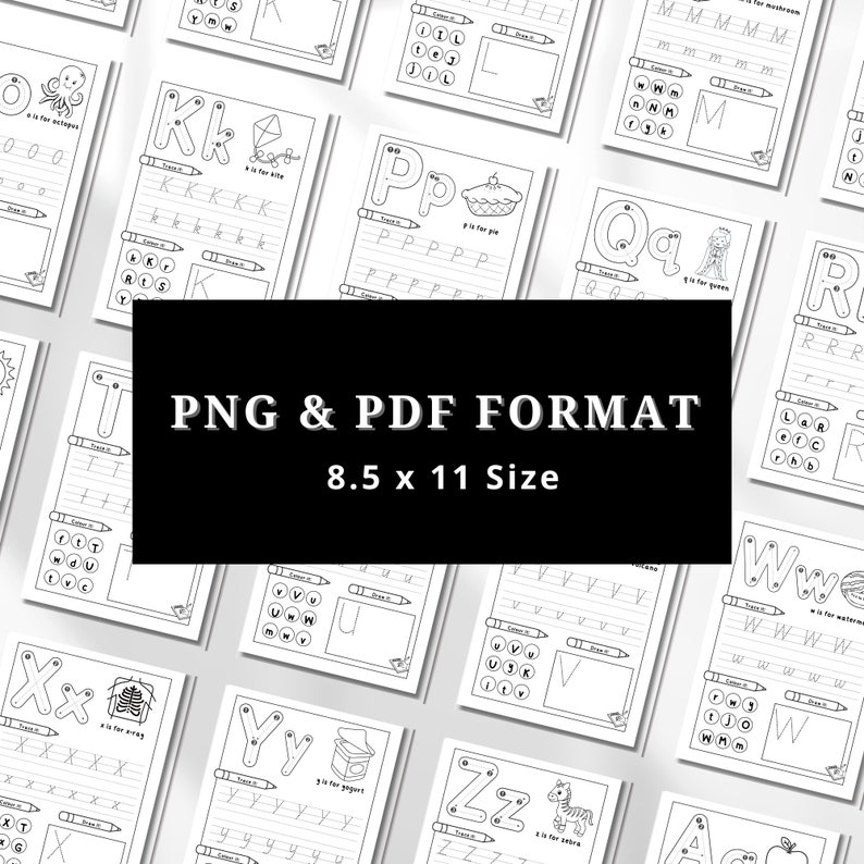 Alphabet Tracing Coloring Worksheets: ABC Handwriting Practice (PDF) - Etsy