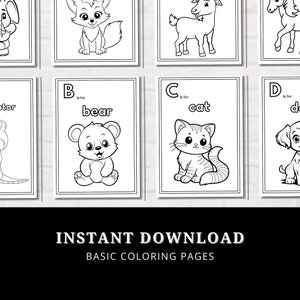 Alphabet Animal Coloring Pages Preschool Gift Jungle Coloring Book for ...