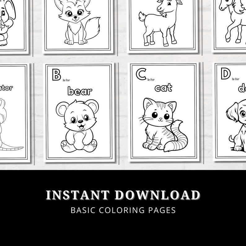 Alphabet Animal Coloring Pages Preschool Gift Jungle Coloring Book for ...