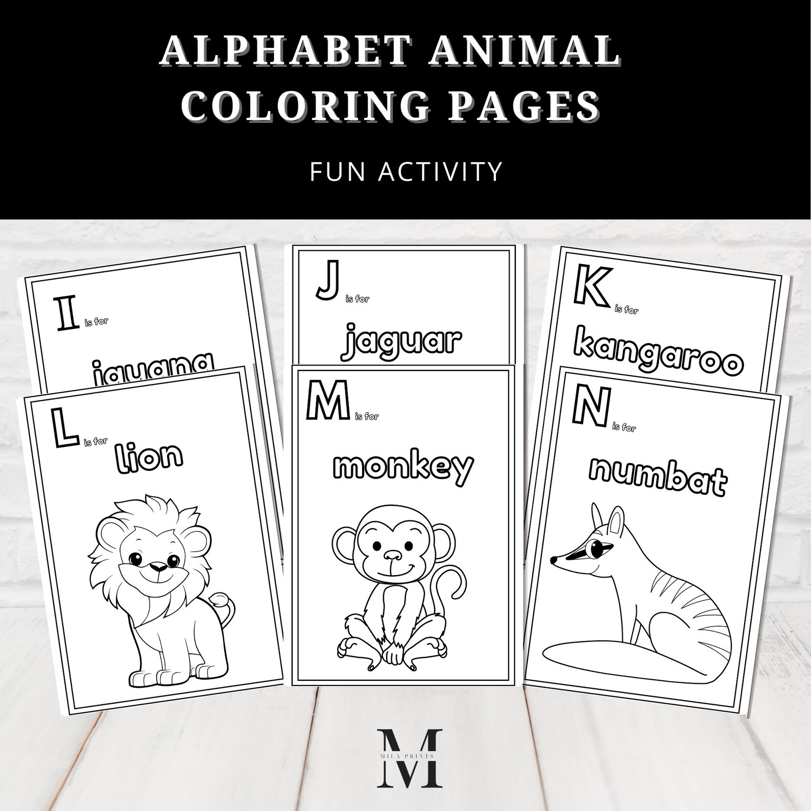 Alphabet Animal Coloring Pages Preschool Gift Jungle Coloring Book for ...