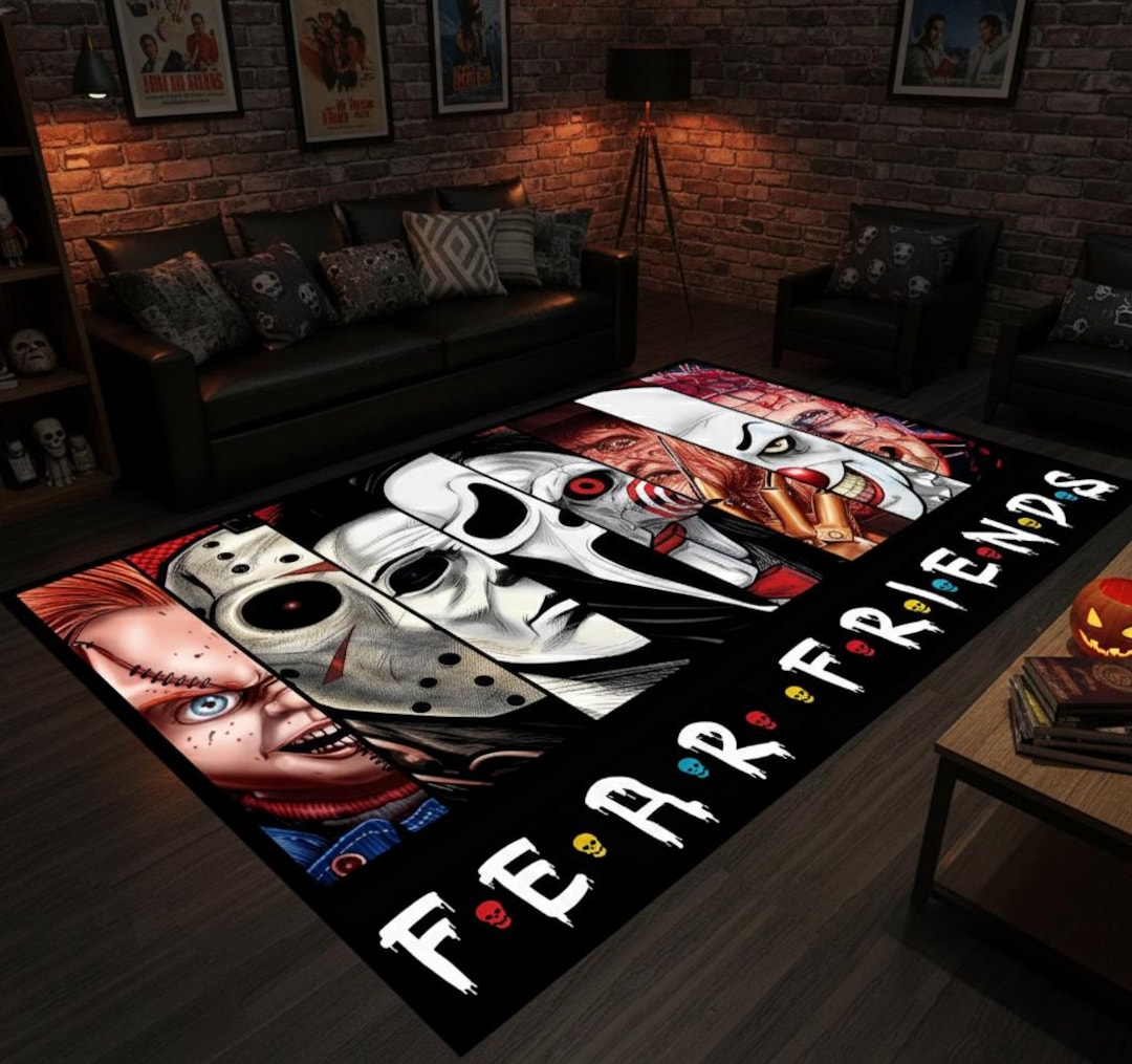 Retro Horror Rug, Horror Movie Character Decor, Halloween Carpet, Anti ...