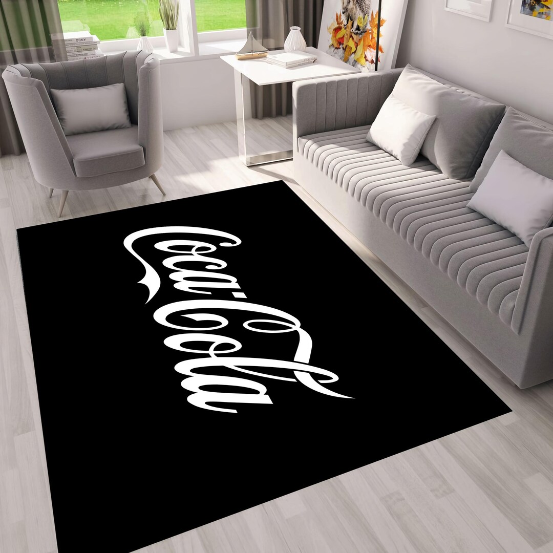 Coca Cola Black Rug, Coca Cola Art,70s Retro Looking Carpet, Area Rug ...
