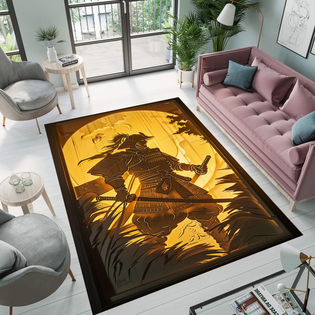 Japanese Warrior,the Last Samurai, Samurai Rug, Anime Rug, Area Rug ...