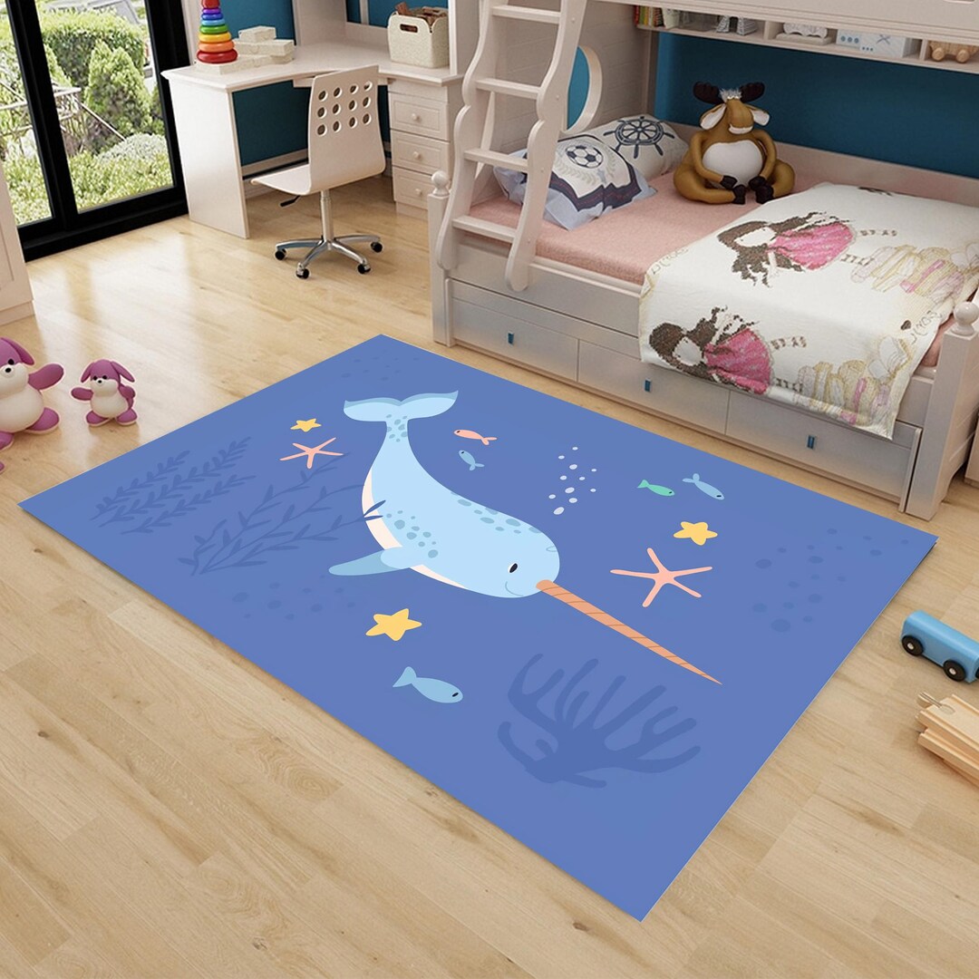 Undersea World, Sea,fish, Animal Print Rug, Kids Room Rug, Blue Rug for ...