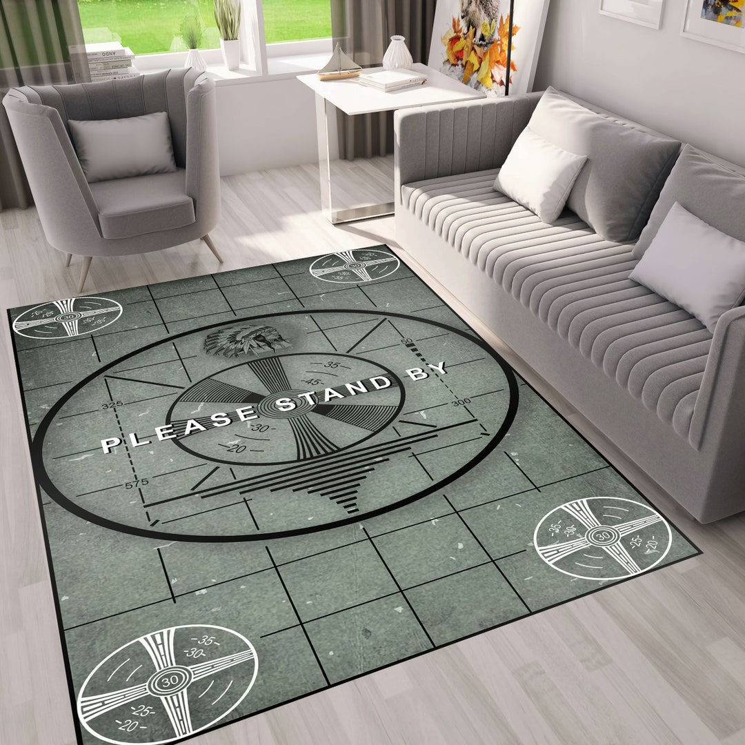 Please Stand by Illustration Rug, Original 2044, Typography Rug ...