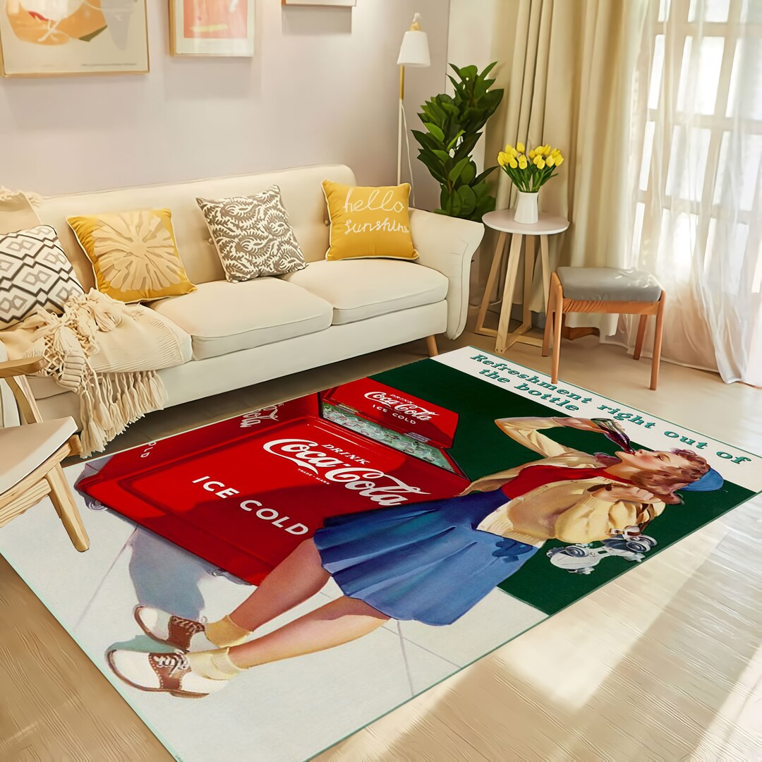 Coca Cola Rug: 70s Retro Abstract Art Carpet - Etsy