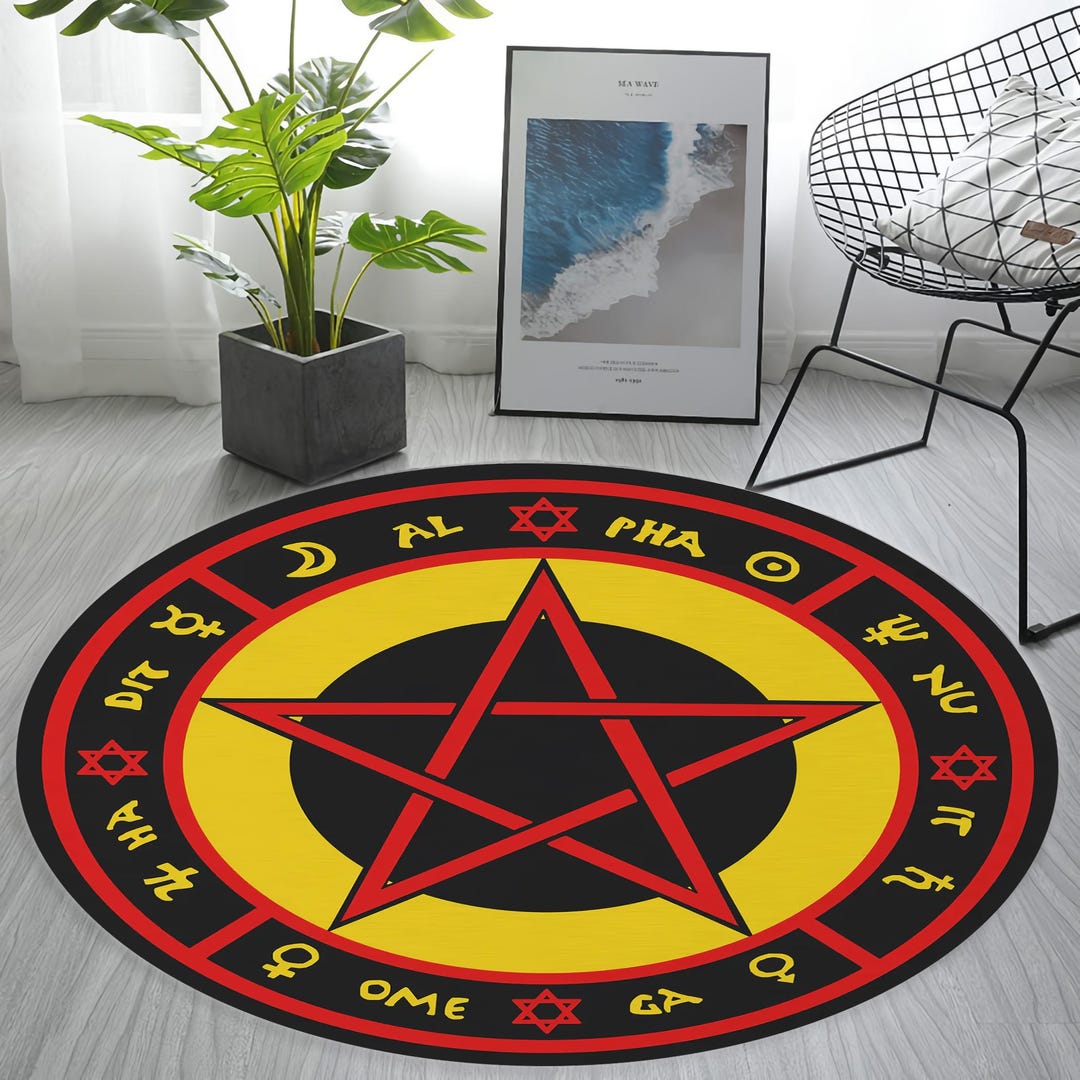 Red Pentagram Rug: Satanic Voodoo Decor, Occult Astrology - Etsy